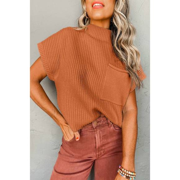 DEAR LOVER | Sweaters | New Dear Lover Pocket Ribbed Knit Short Sleeve ...